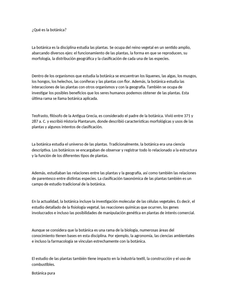 Definición y estudio de la botánica | PDF | Botánica | Plantas