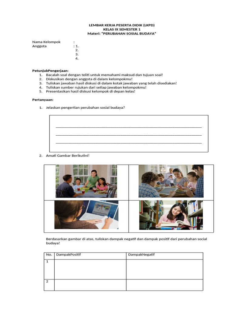 LKPD Ips Kelas 9 Sosbud | PDF