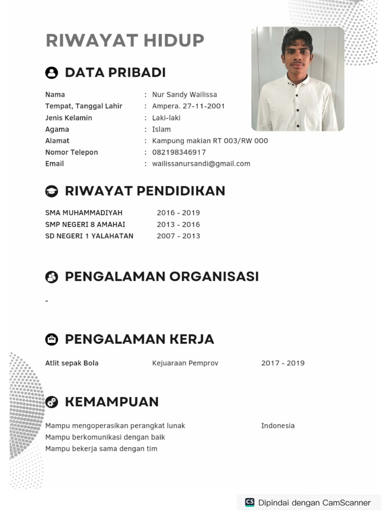 CV Nur Sandy Wailissa | PDF