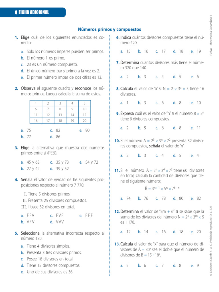 FA - Números Primos y Compuestos | PDF | Teoría de los números | Aritmética