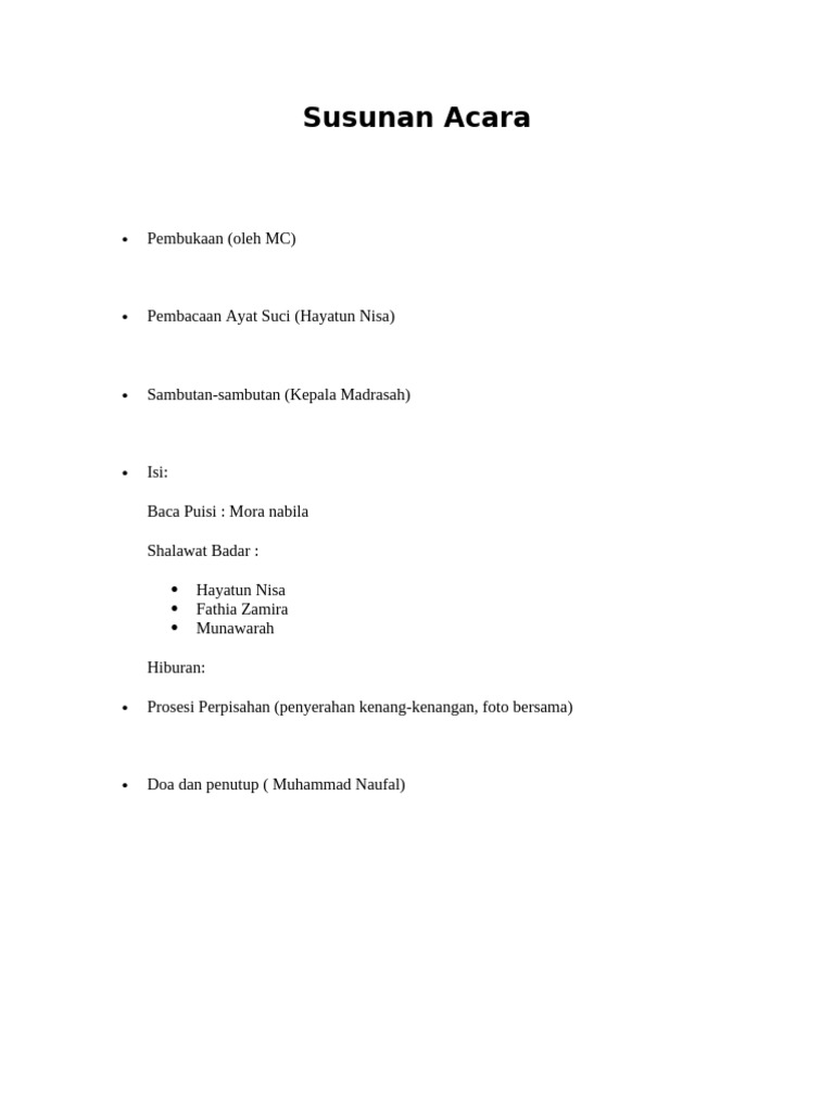 Susunan Acara | PDF
