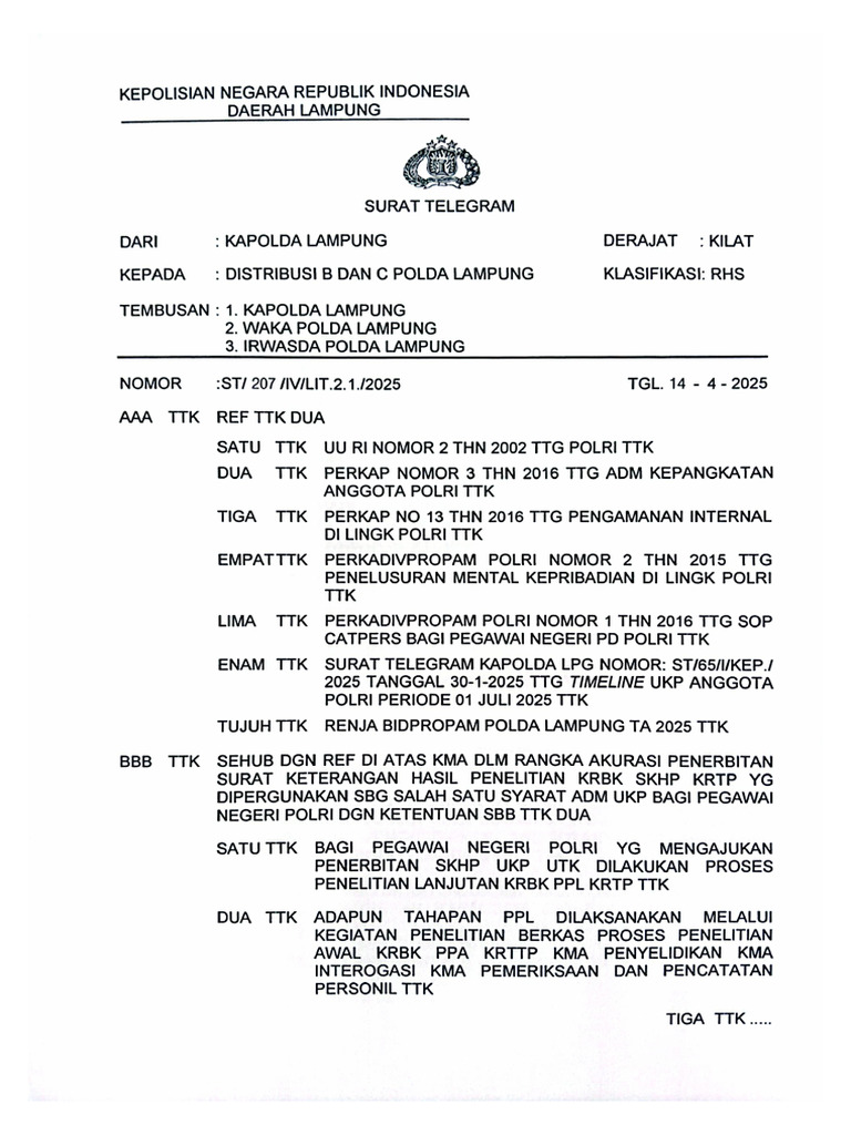 TR Kapolda LPG TTG PPL UKP 1 Juli 2025 | PDF