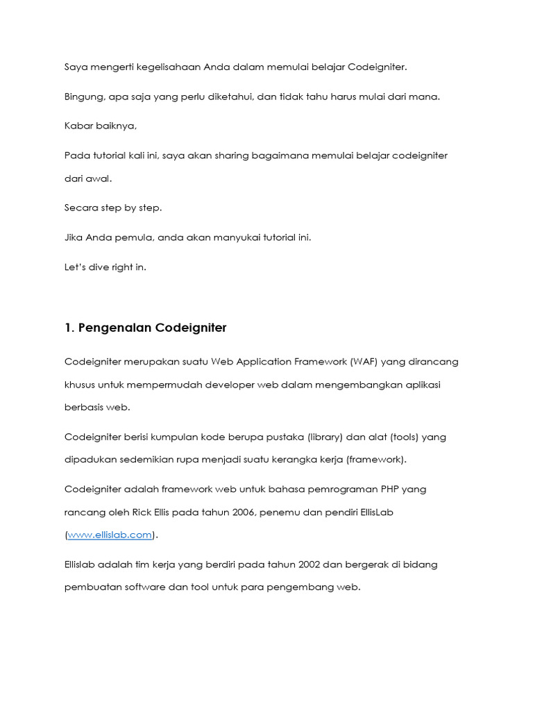 Tutorial Codeigniter Untuk Pemula Pages 2 | PDF