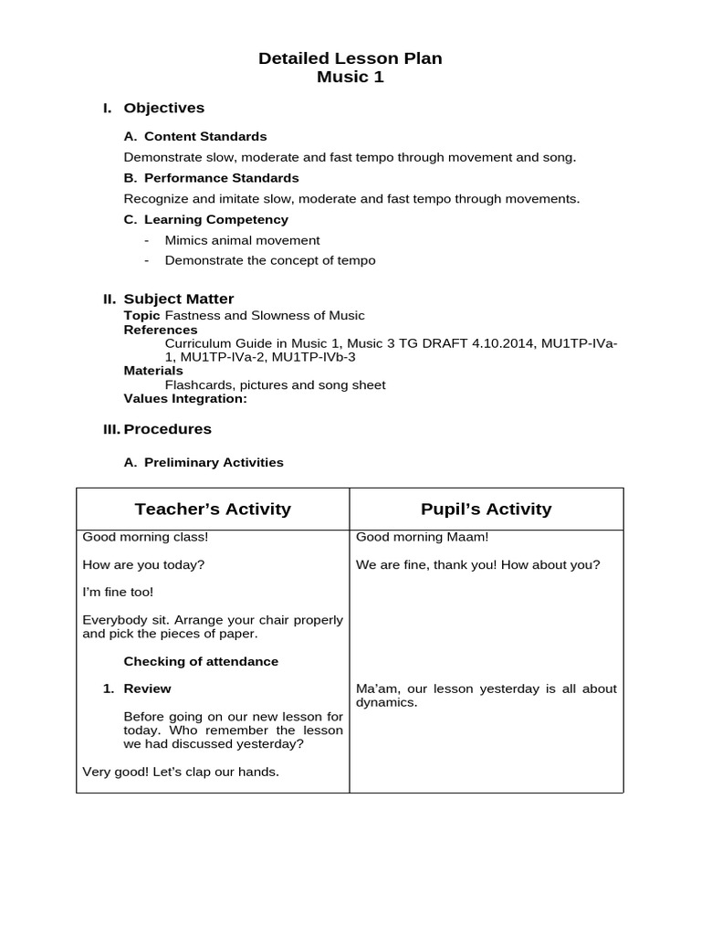 Music Lesson Plan: Understanding Tempo | PDF | Tempo