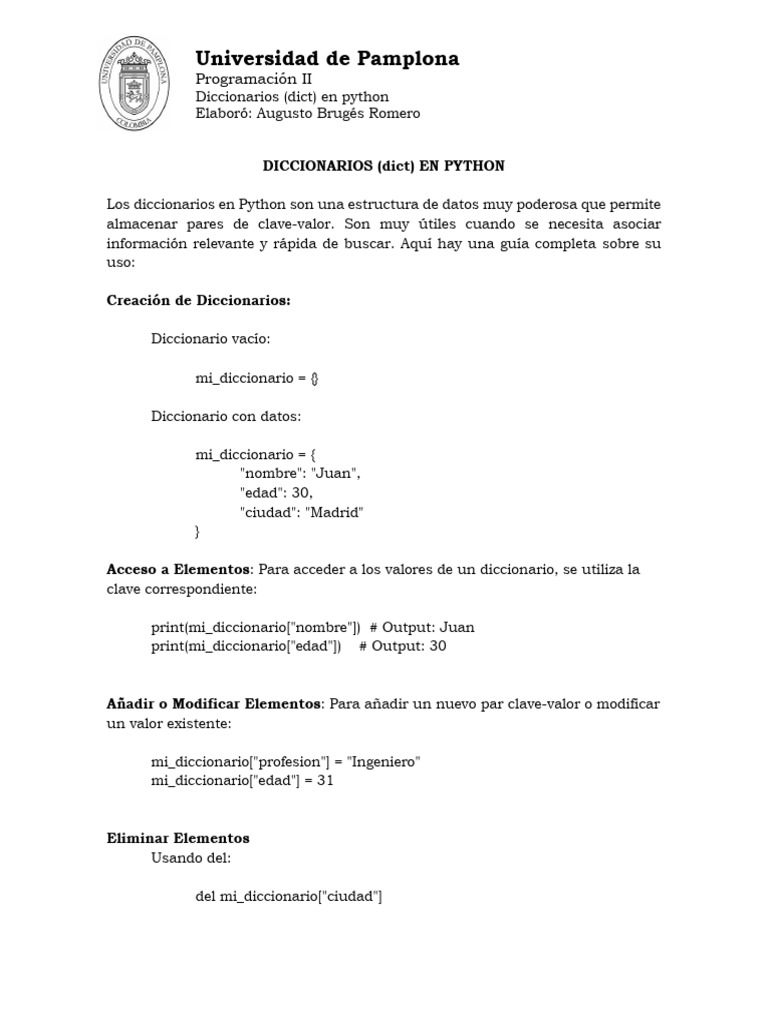 DICCIONARIOS | PDF | Python (lenguaje de programación) | Ingeniería de software