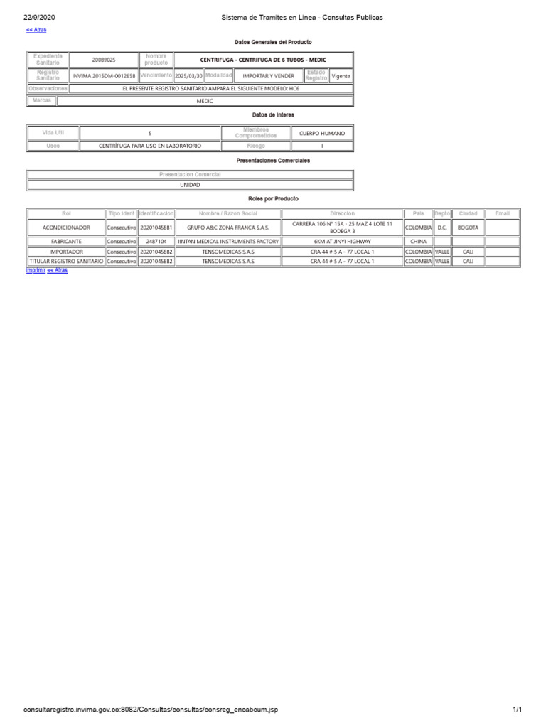 Ri Centrifuga Medic HC6 | PDF