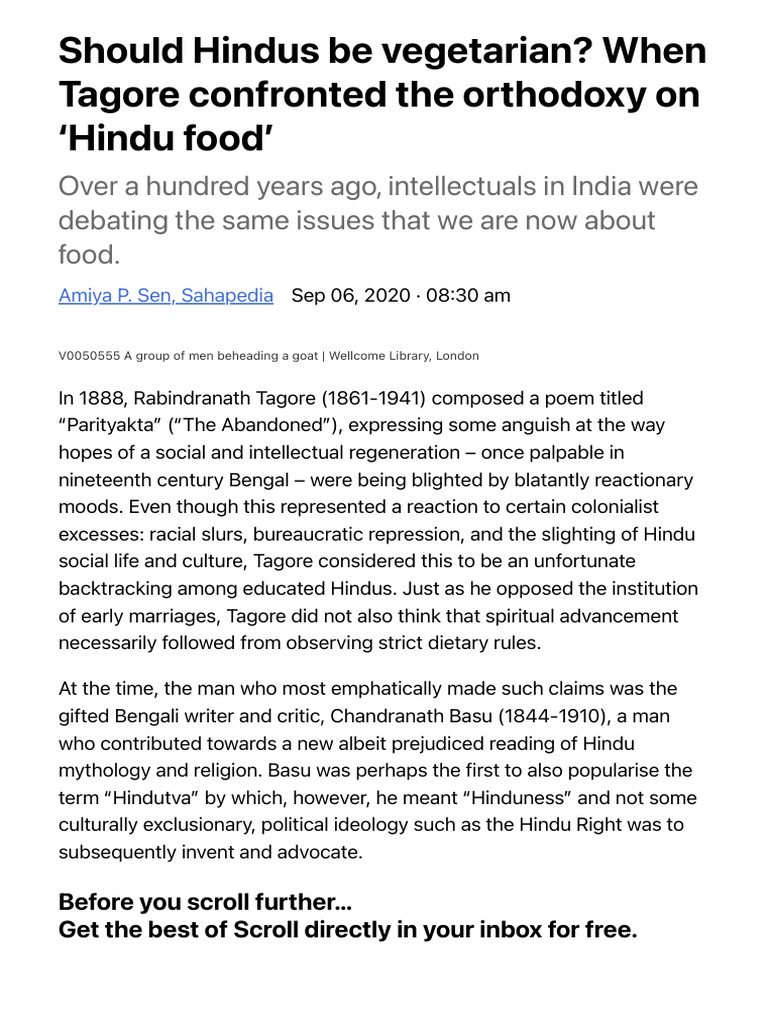 Should Hindus Be Vegetarian? When Tagore Confronted The Orthodoxy On ...