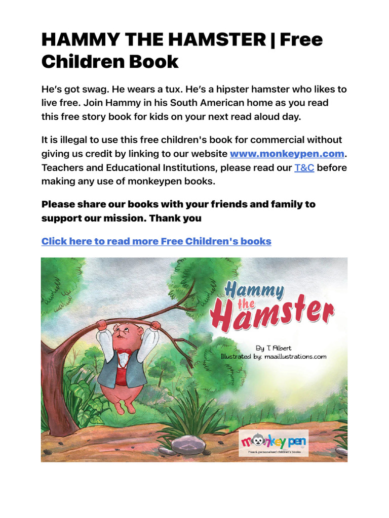 HAMMY THE HAMSTER - Free Children Book - Monkey Pen Store | PDF
