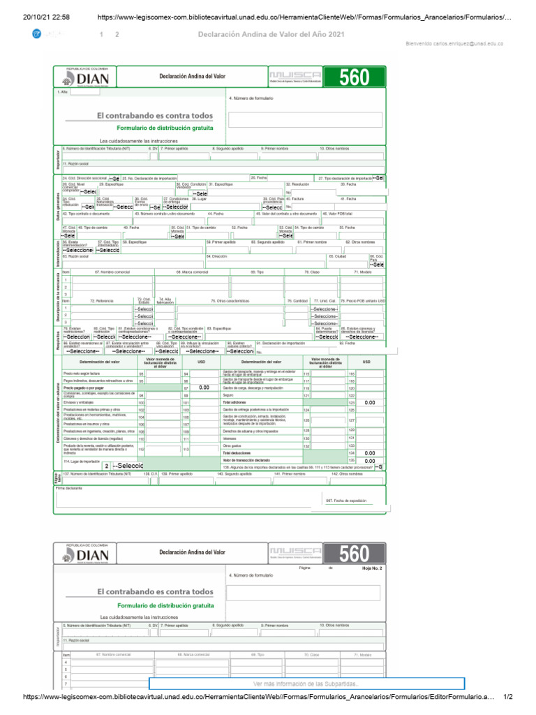 Declaración Andina de Valor | PDF