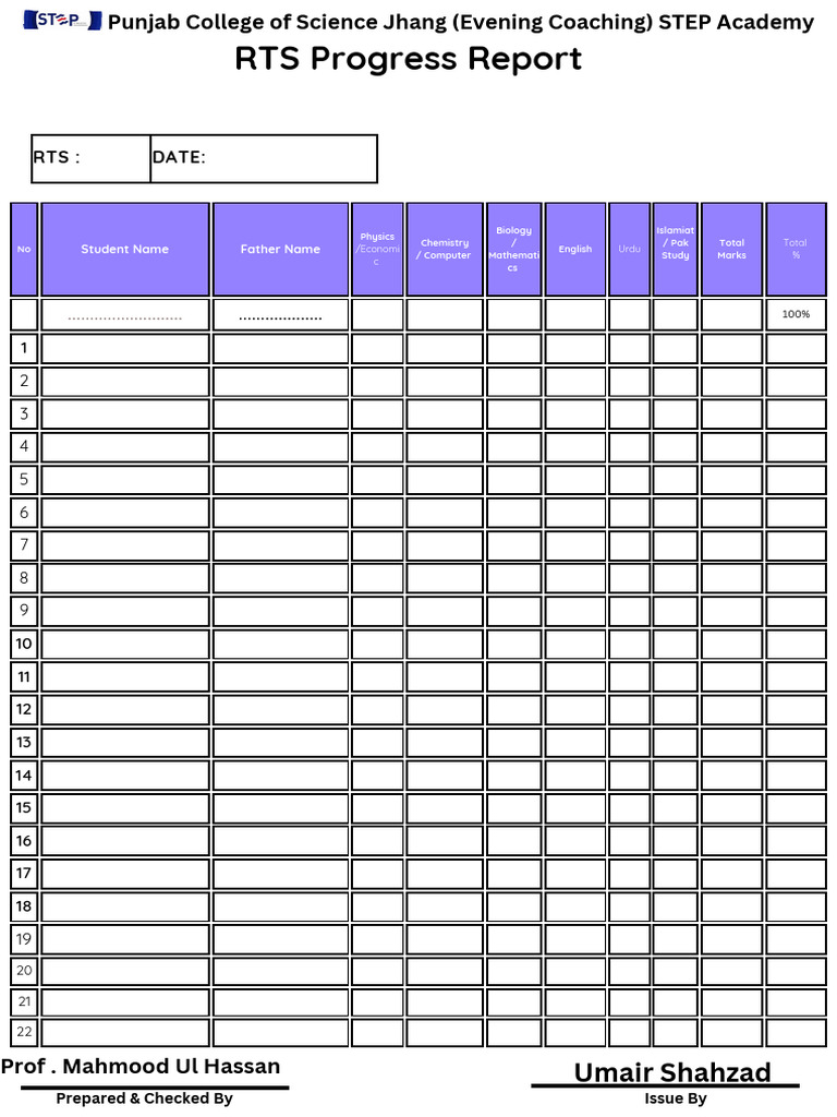 Minimalist White Purple Daily Attendance Printable Sheet | PDF