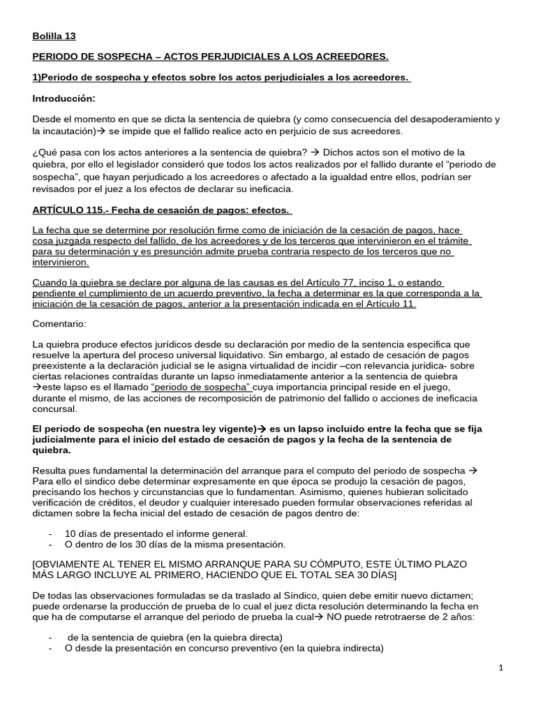 Bolilla 13 CYQ | PDF | Bancarrota | Pagos