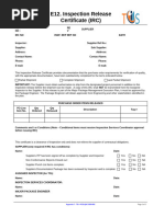 Inspection Release Certificate (IRC) Template | PDF | Business