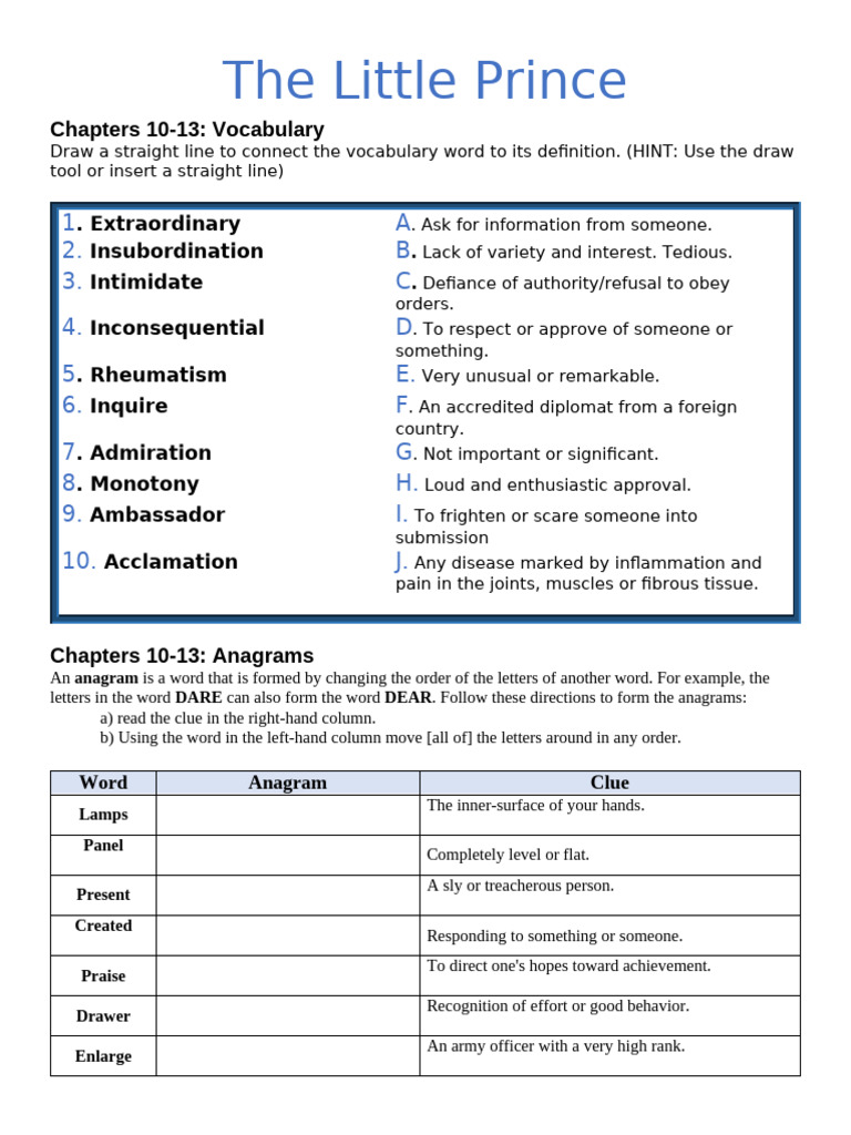 Vocabulary and Language Activities | PDF