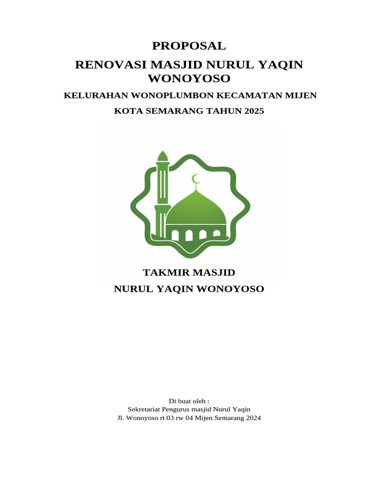 Proposal Renovasi Masjid Tahun 2025 | PDF