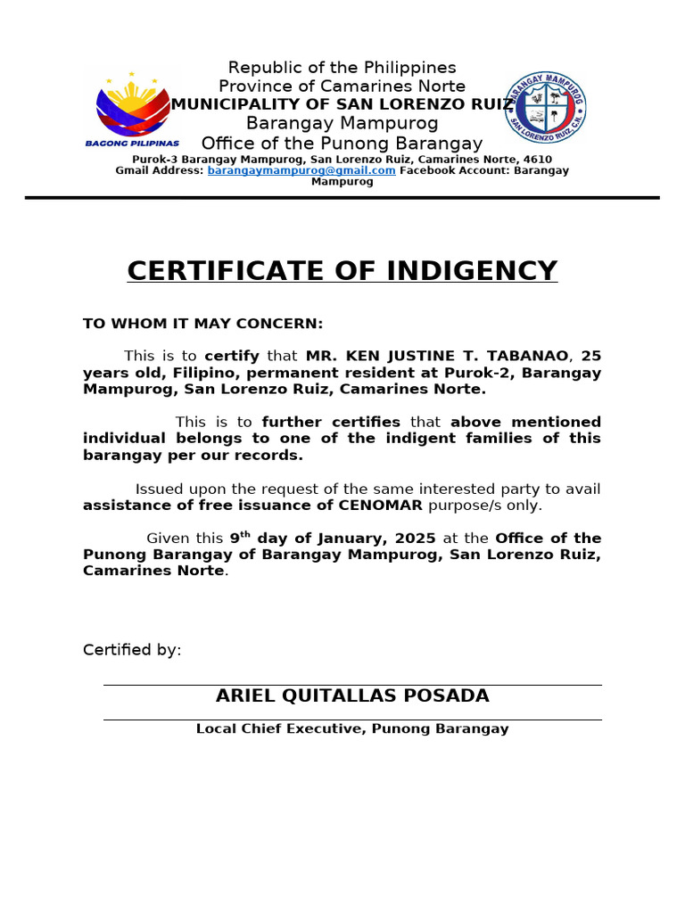 Cenomar Assistance | PDF