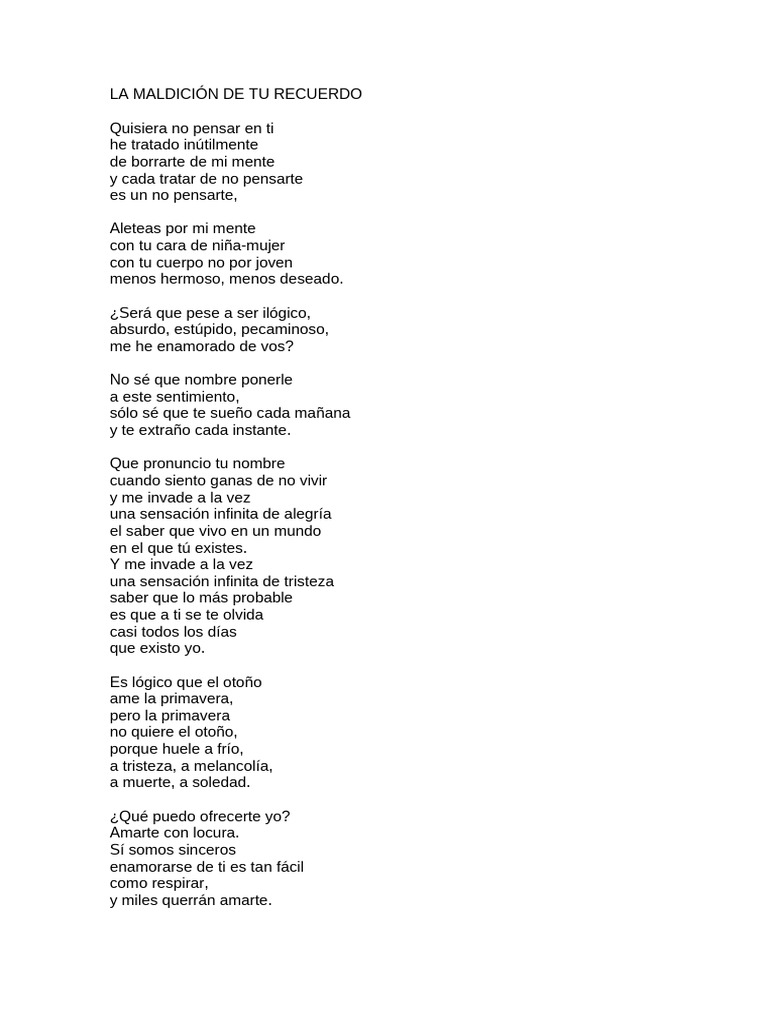 La Maldición de Tu Recuerdo | PDF