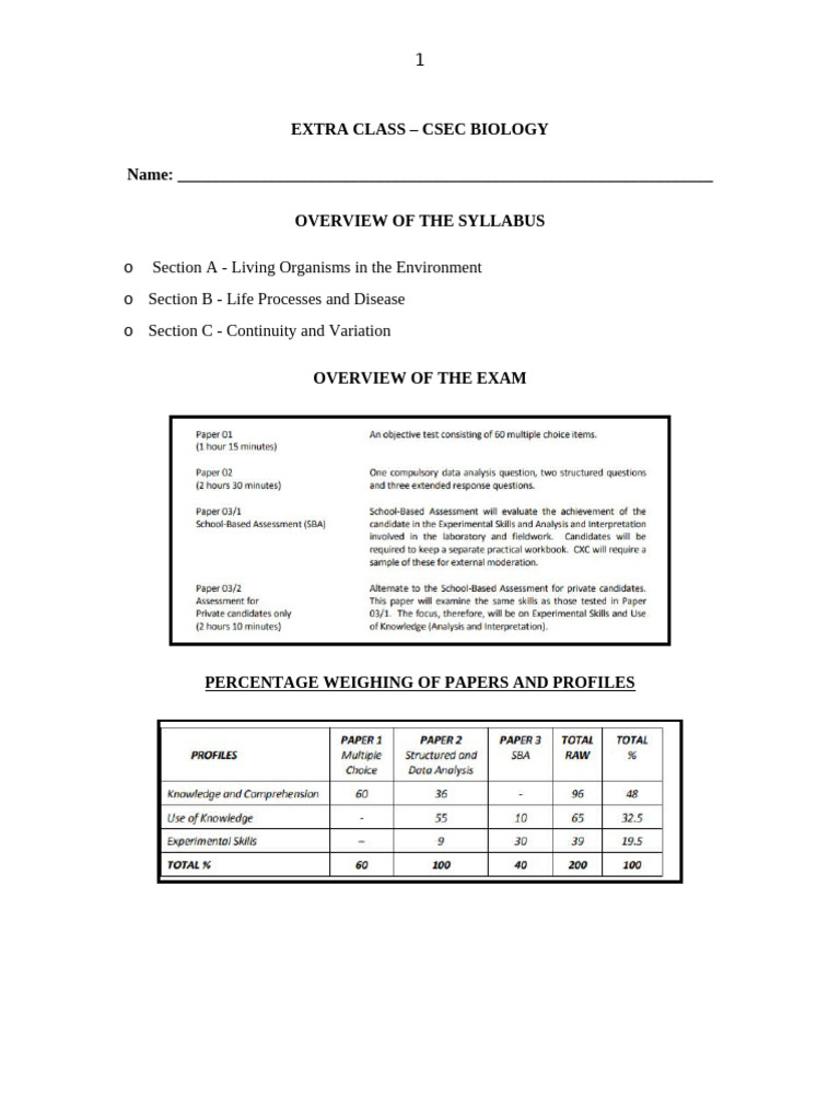 Csec Biology - Classification | PDF | Ecosystem | Ecological Niche