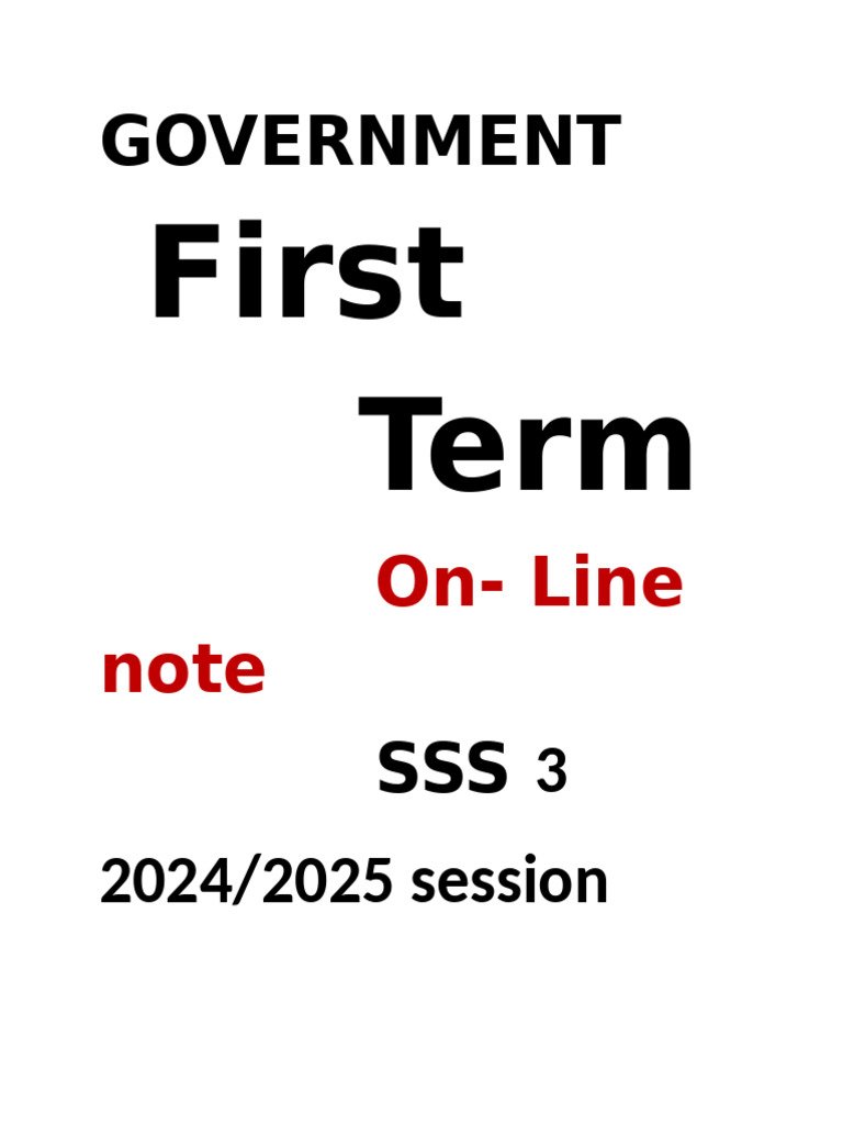 Government First Term Civic Education SSS3 Note | PDF | Nigeria | Federalism