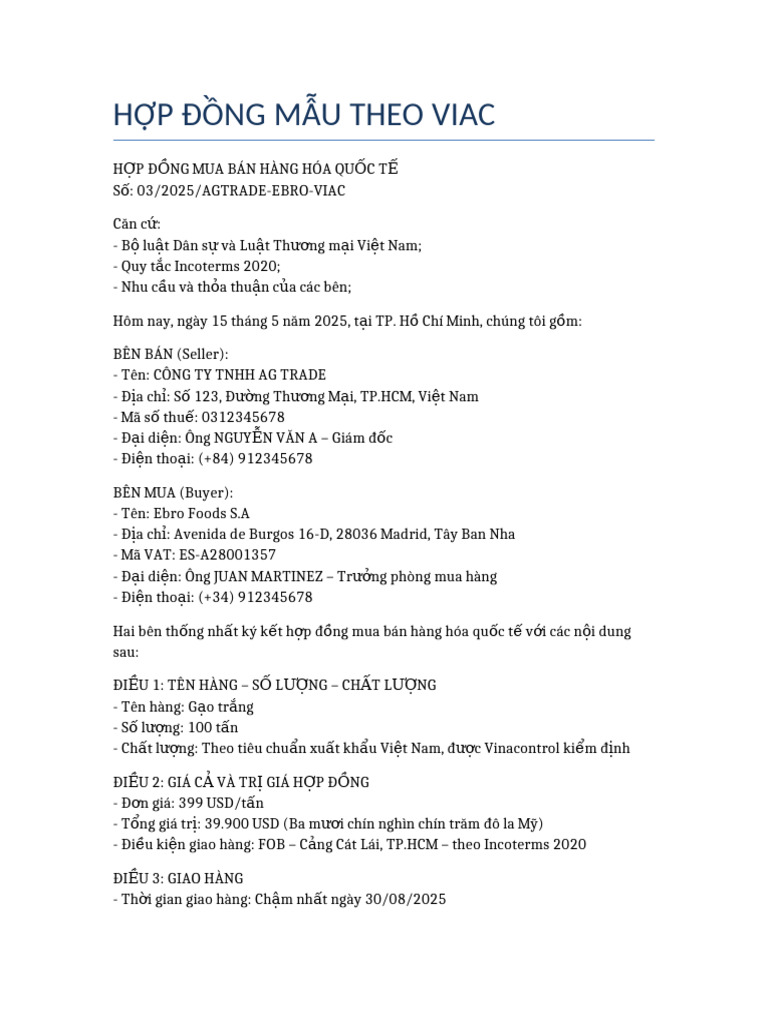 Hop Dong Theo VIAC | PDF