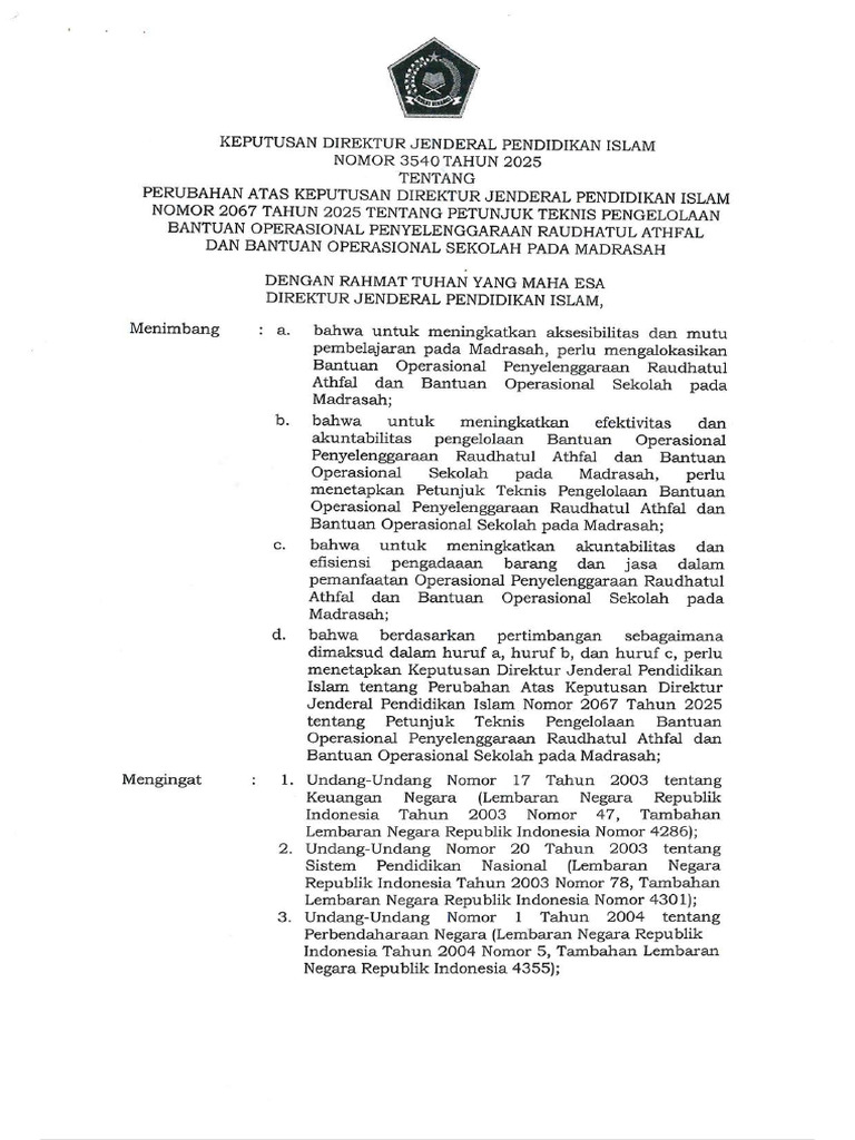 Perubahan Juknis BOP RA-BOS TA 2025 Final | PDF