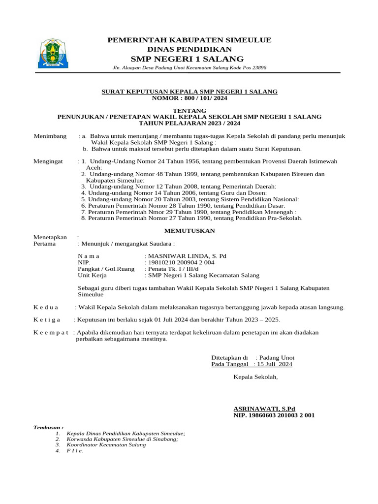 SK Wakil Kepala Sekolah | PDF