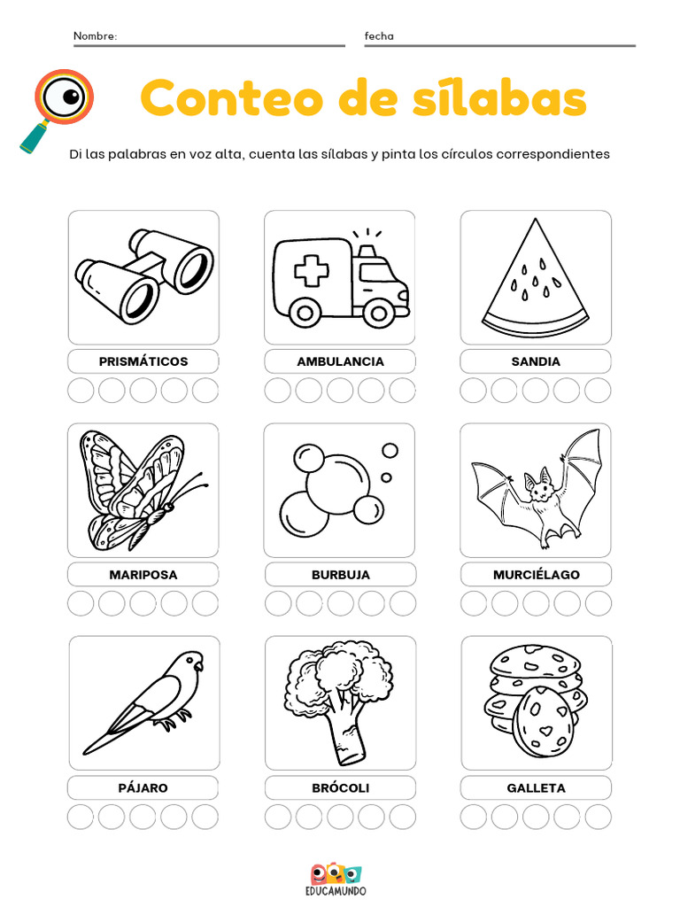 Fichas-de-Conteo-Sílabas-Niños | PDF | Zoología