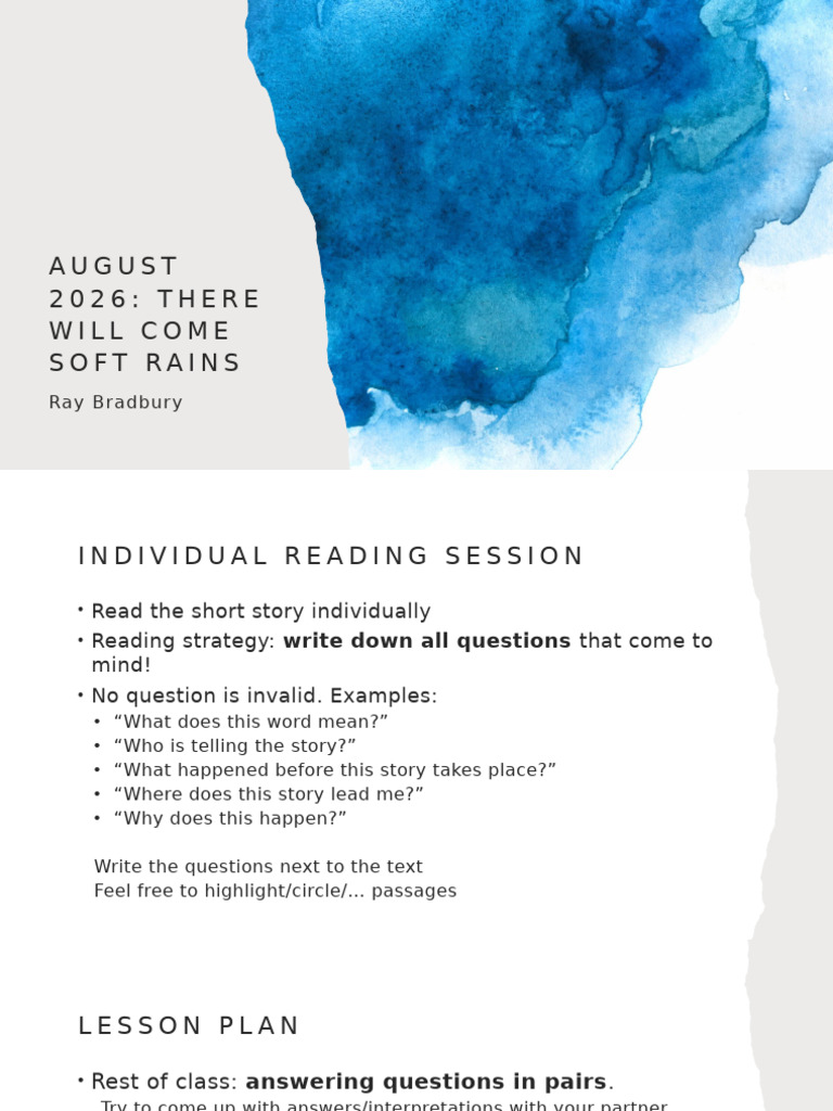 Soft Rains - Presentation For Classroom Use | PDF | Education Theory ...