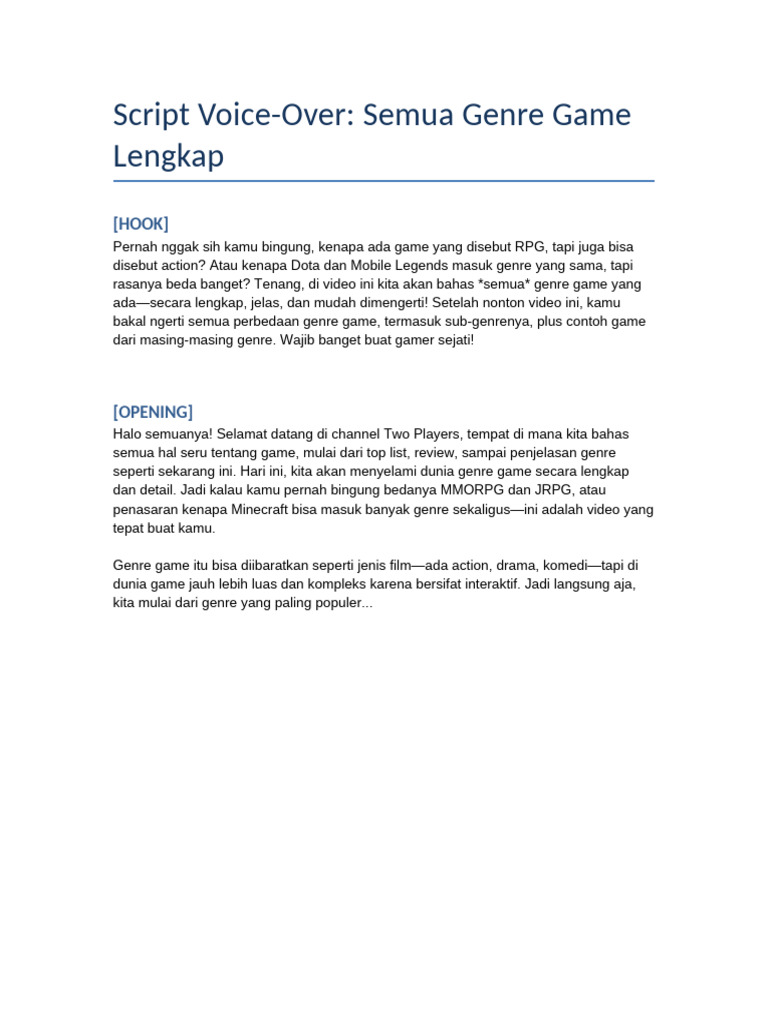 Script_Genre_Game_Lengkap_Partial | PDF