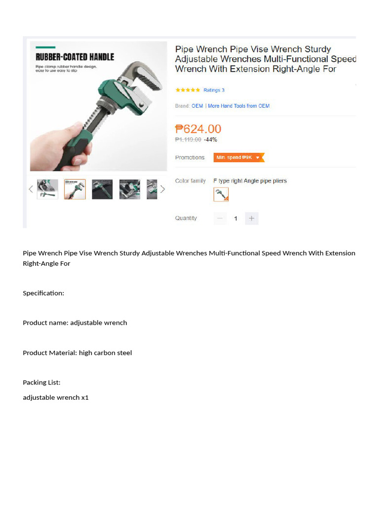 Pipe Wrench Pipe Vise Wrench Sturdy Adjustable Wrenches Multi | PDF