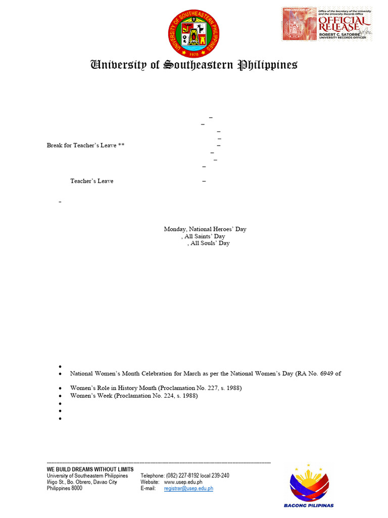USEP Academic Calendar 2024-2025 | PDF | Academic Term | Christian ...