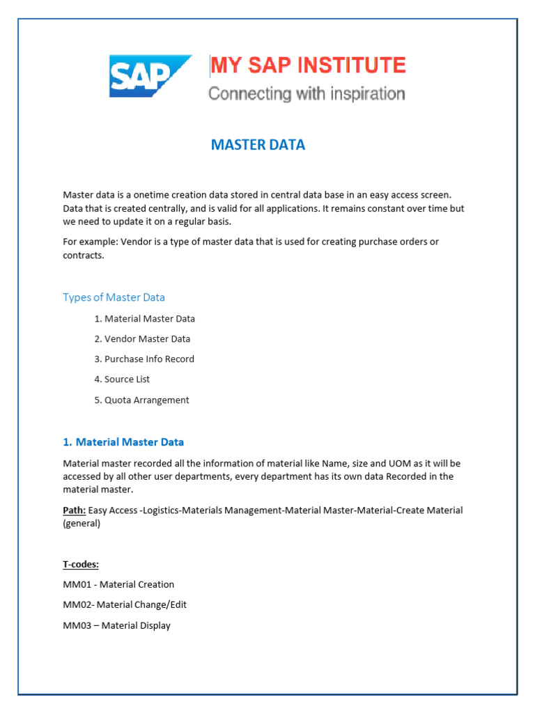 Material Master Data Overview | PDF | Information Retrieval | Software