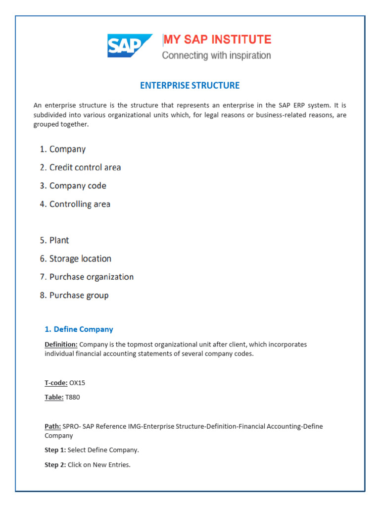 Enterprise Structure - SOP | PDF | Information | Financial Accounting