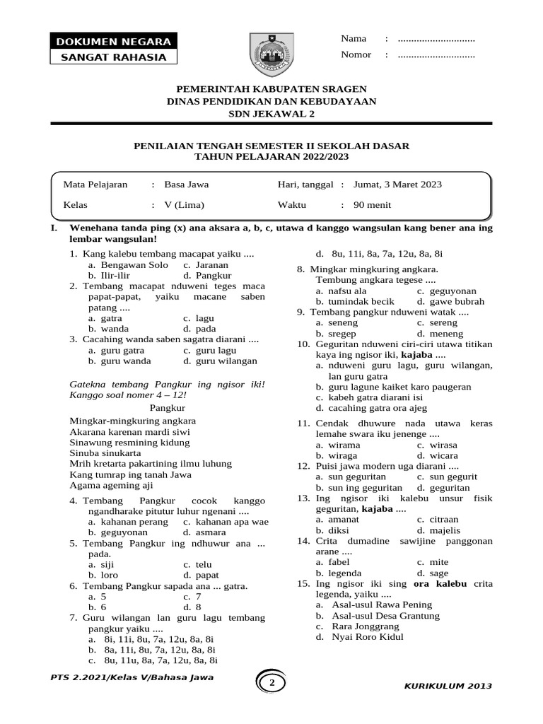 B. Jawa Kelas 5 | PDF | Java | Poetry