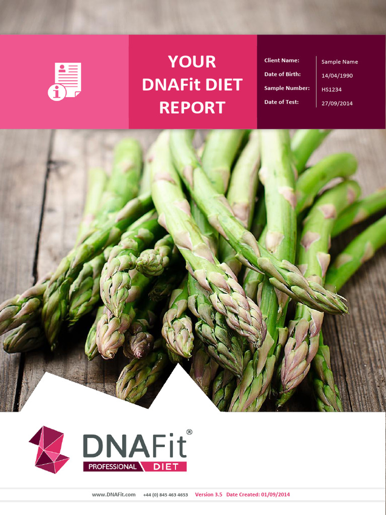 Dnafit Sample English Diet Professional v3.5j | PDF | Single Nucleotide ...