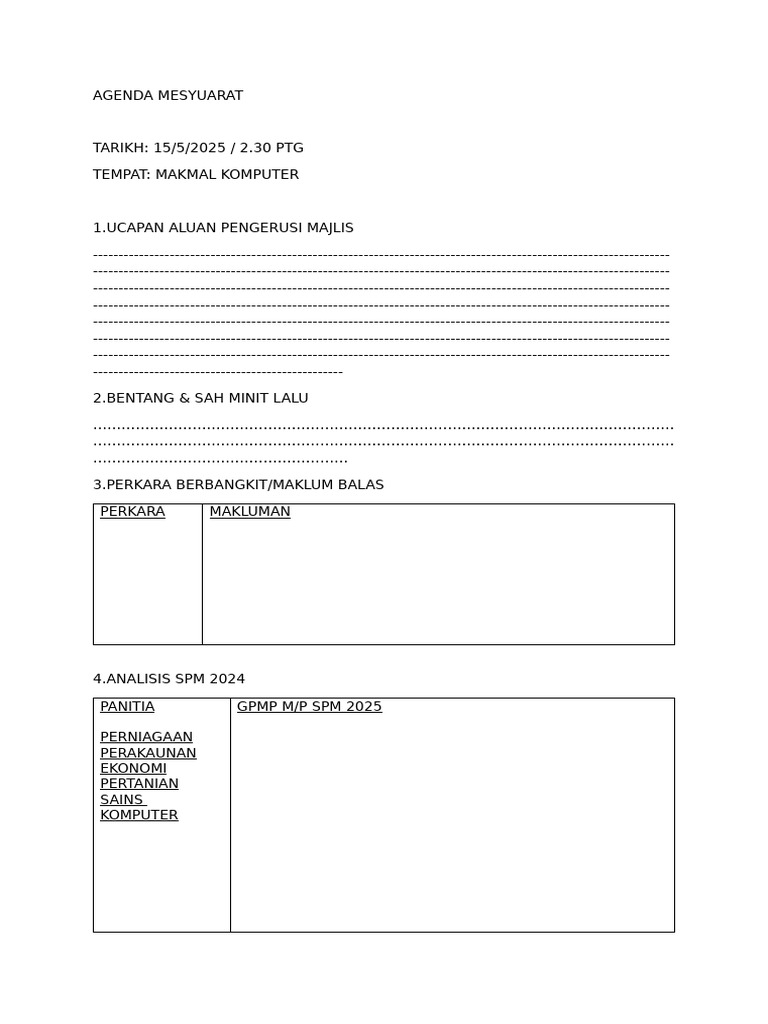 Tapak Draf Minit Bidang | PDF