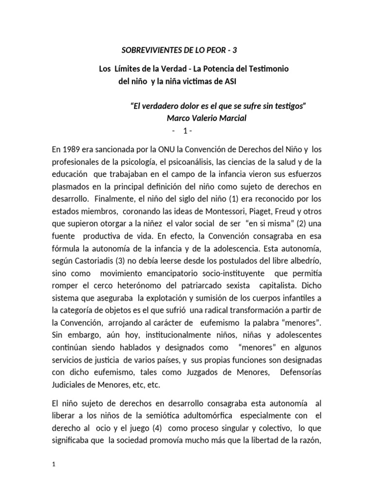 Sobrevivientes de Lo Peor 3 | PDF | Testimonio | Verdad