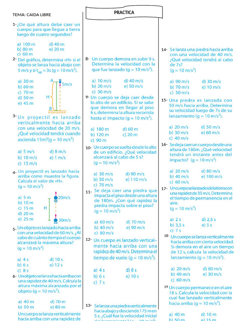 Tema Caida Libre 4to Sec. | PDF