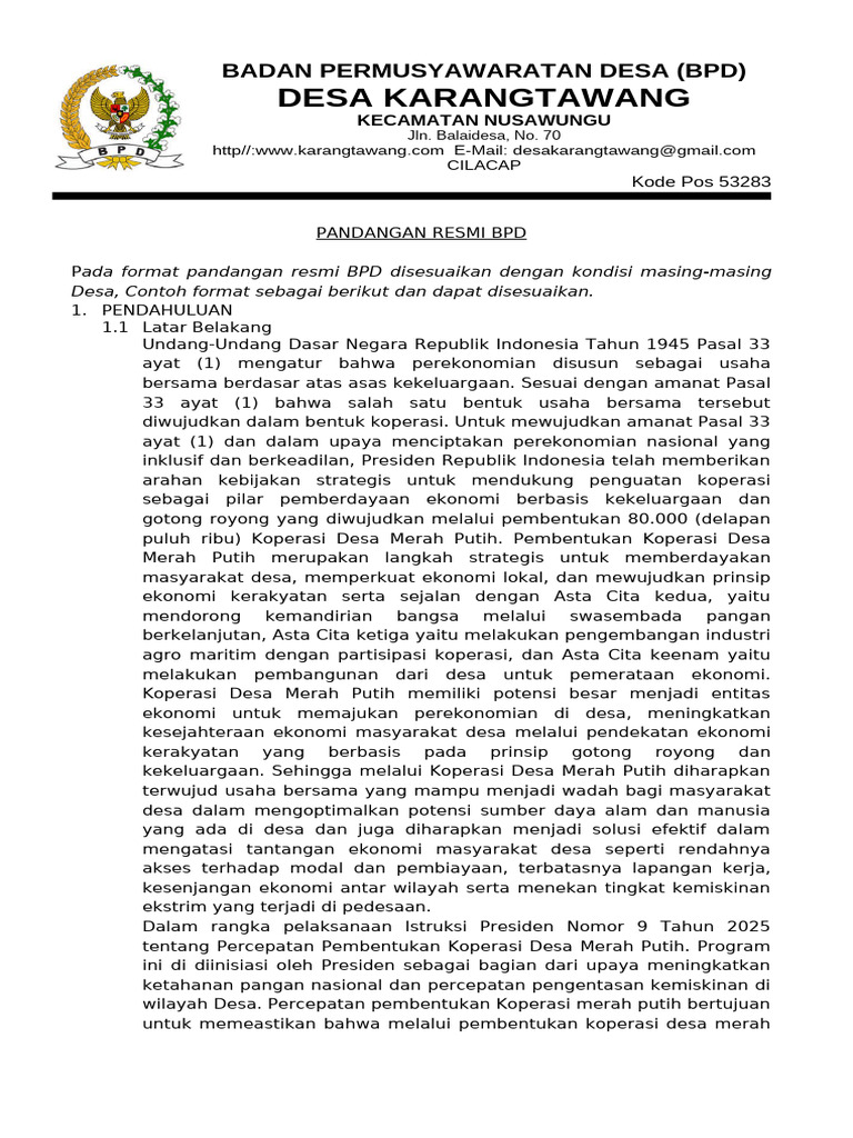 Pandangan Umum BPD | PDF