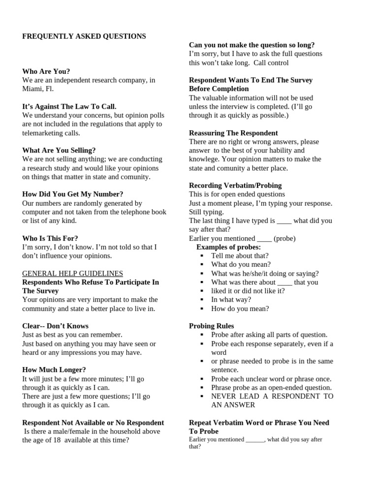 Survey Frequently Asked Questions | PDF | Question