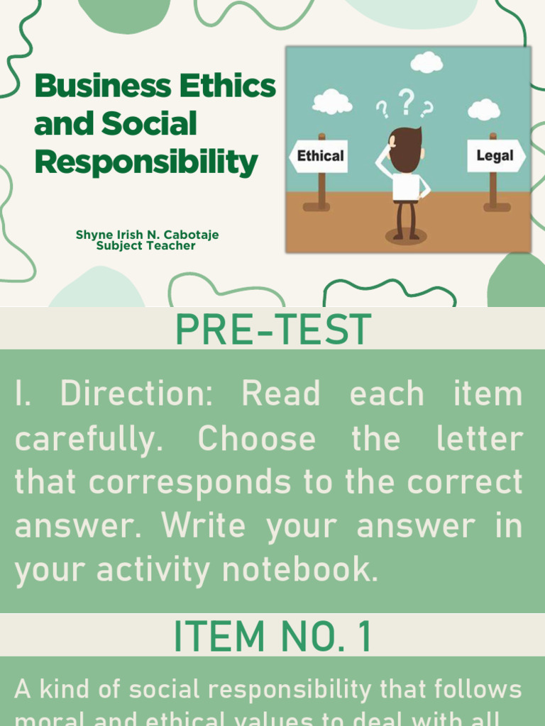 Lesson 3 Models of Social Responsibility | PDF | Corporate Social ...