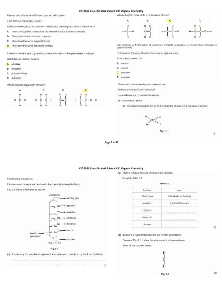 CIE 0654 Organic Chemistry Overview | PDF
