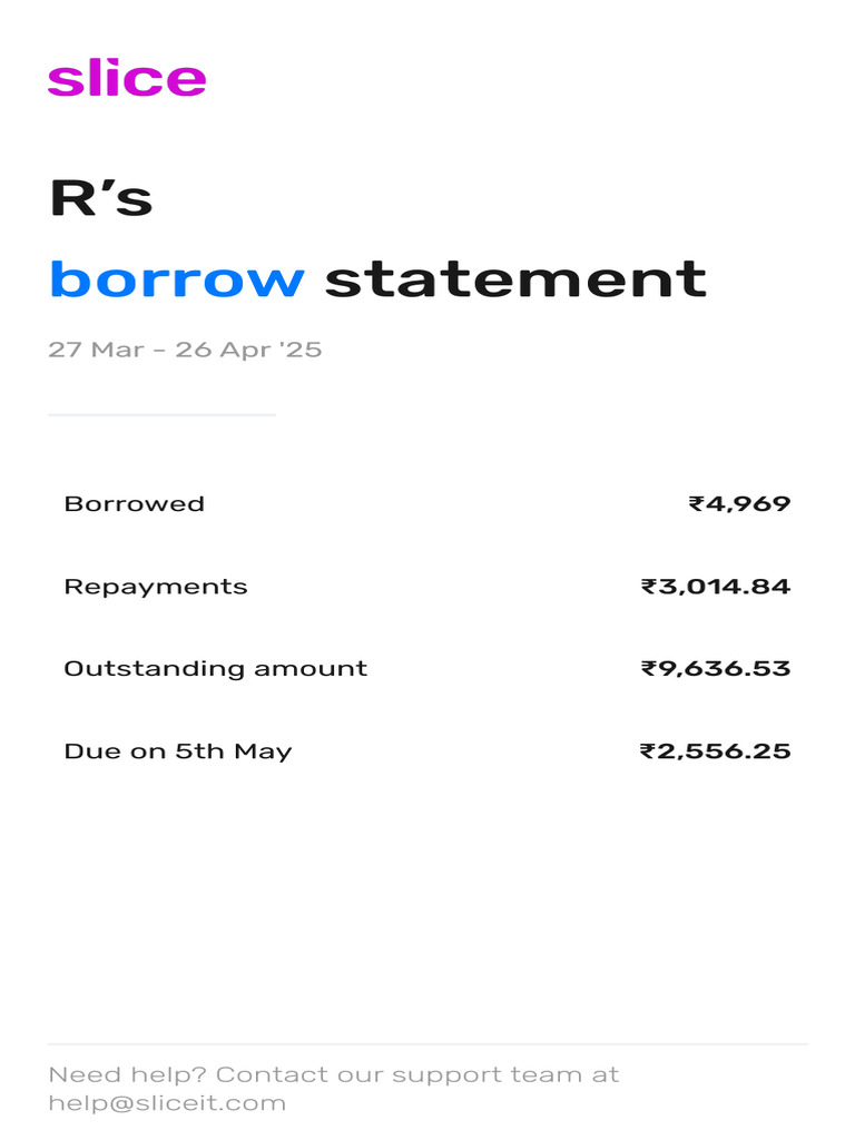 Slice Borrow Statement - Apr 2025 | PDF