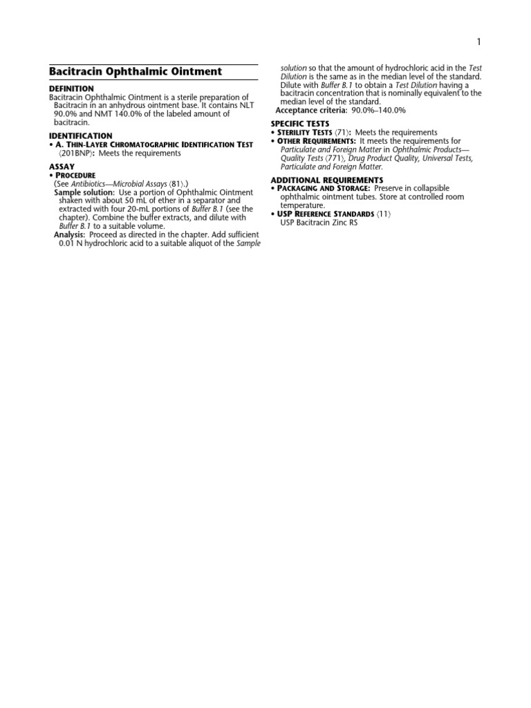 Bacitracin Ophthalmic Ointment | PDF