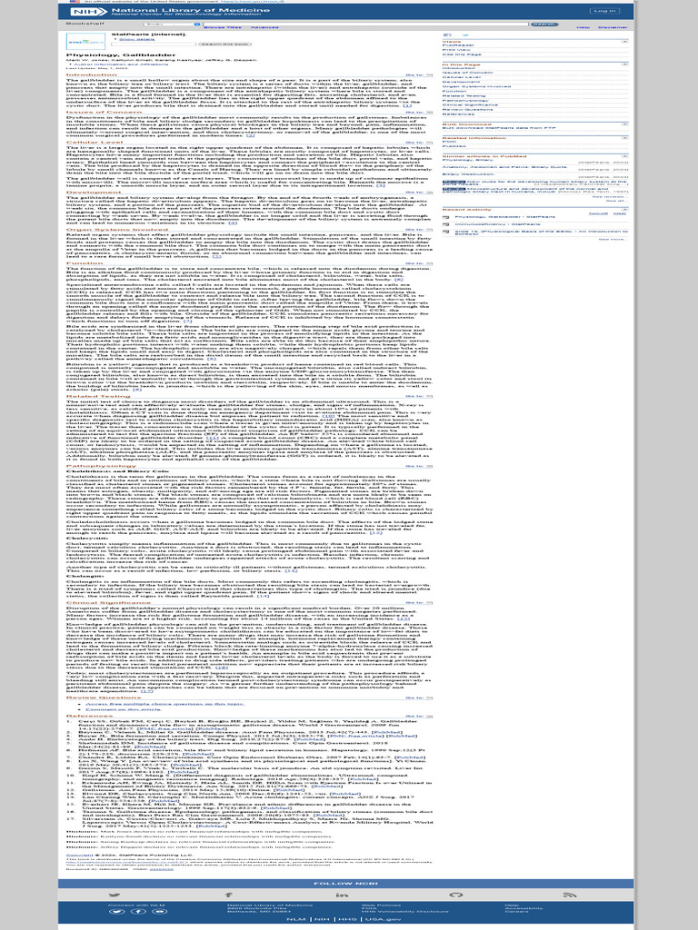 Physiology, Gallbladder - StatPearls - NCBI Booksh - 250422 - 000022 | PDF | Gallbladder | Bile