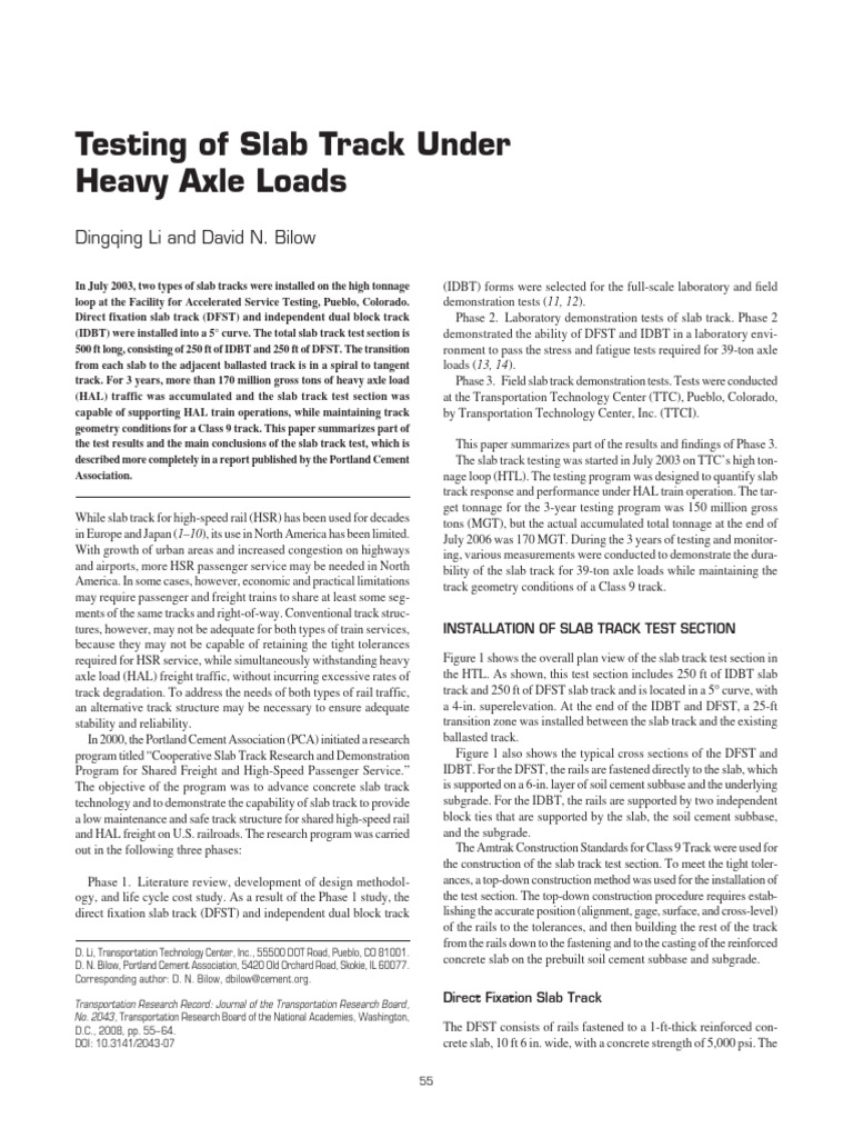 Testing - of - Slab - Track - Under - Heavy - Axle - L | PDF ...