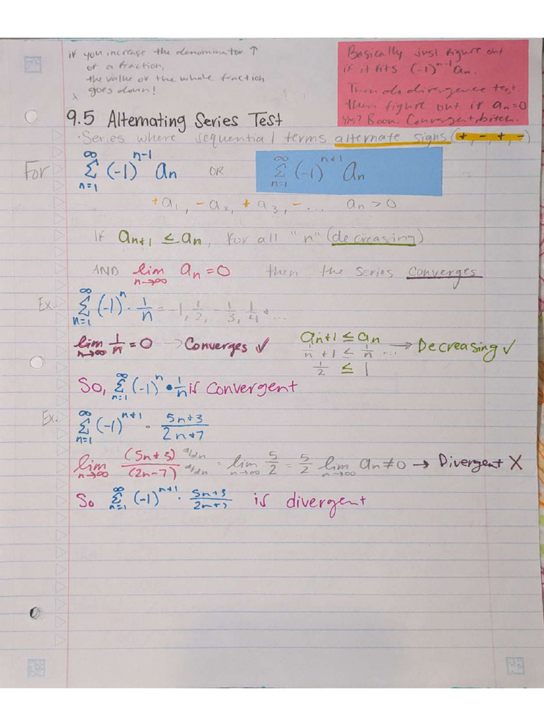 Alternating Series Test Notes | PDF