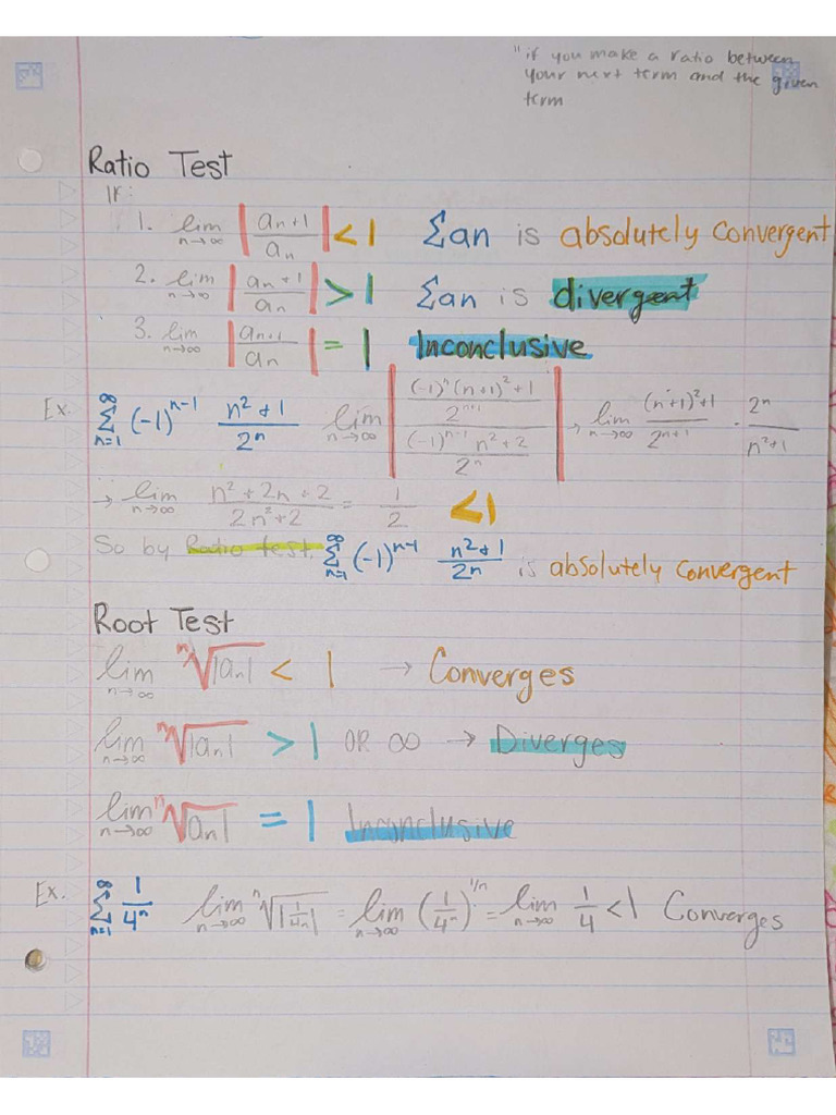 Ratio Test Notes | PDF