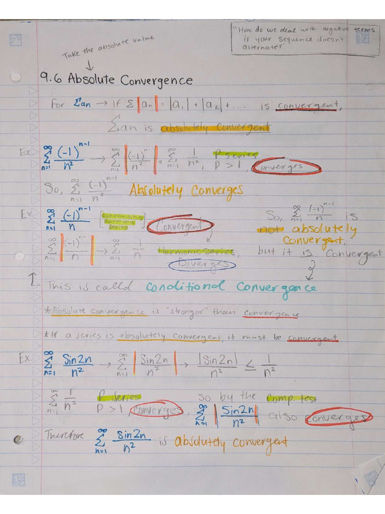 Absolute Convergence Notes | PDF