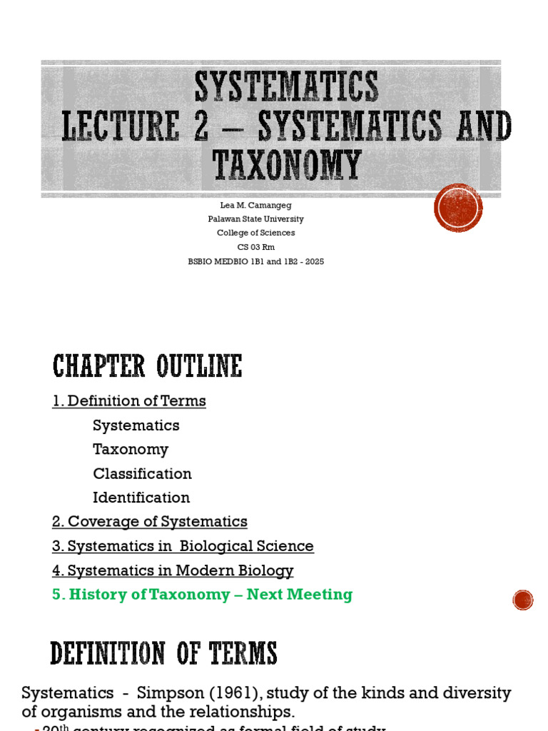 Chapter 2 Lecture3 Systematics | PDF | Phylogenetics | Taxonomy (Biology)