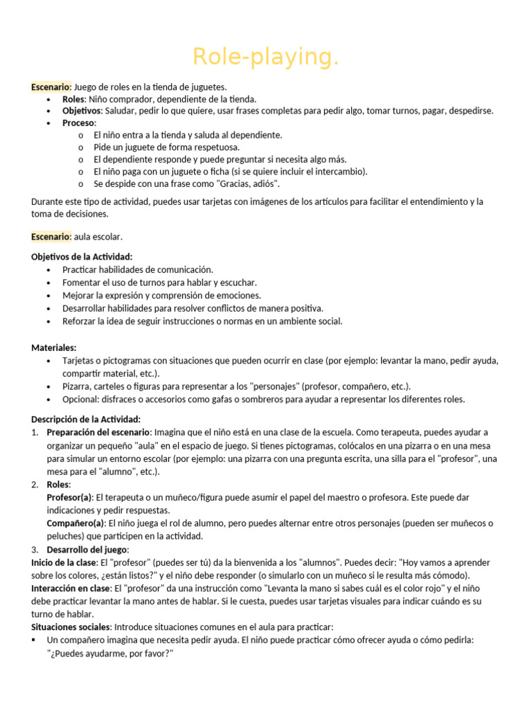 Role-playing | PDF | Comunicación | Las emociones